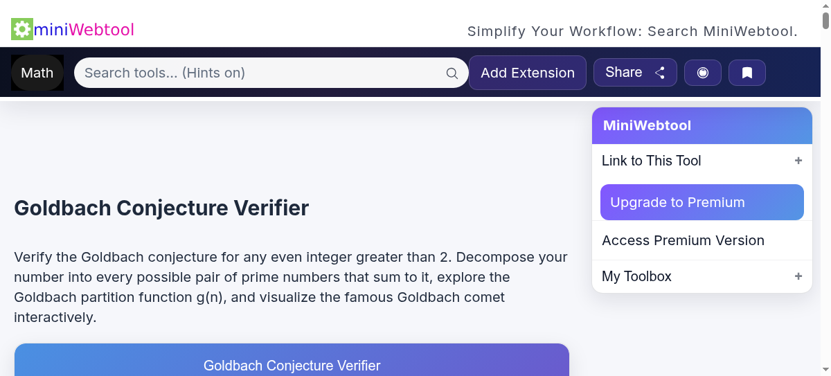 Goldbach Conjecture Verifier - Every Even Number as Sum of Two Primes