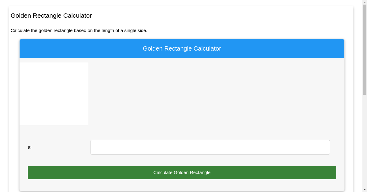 Golden Rectangle Calculator