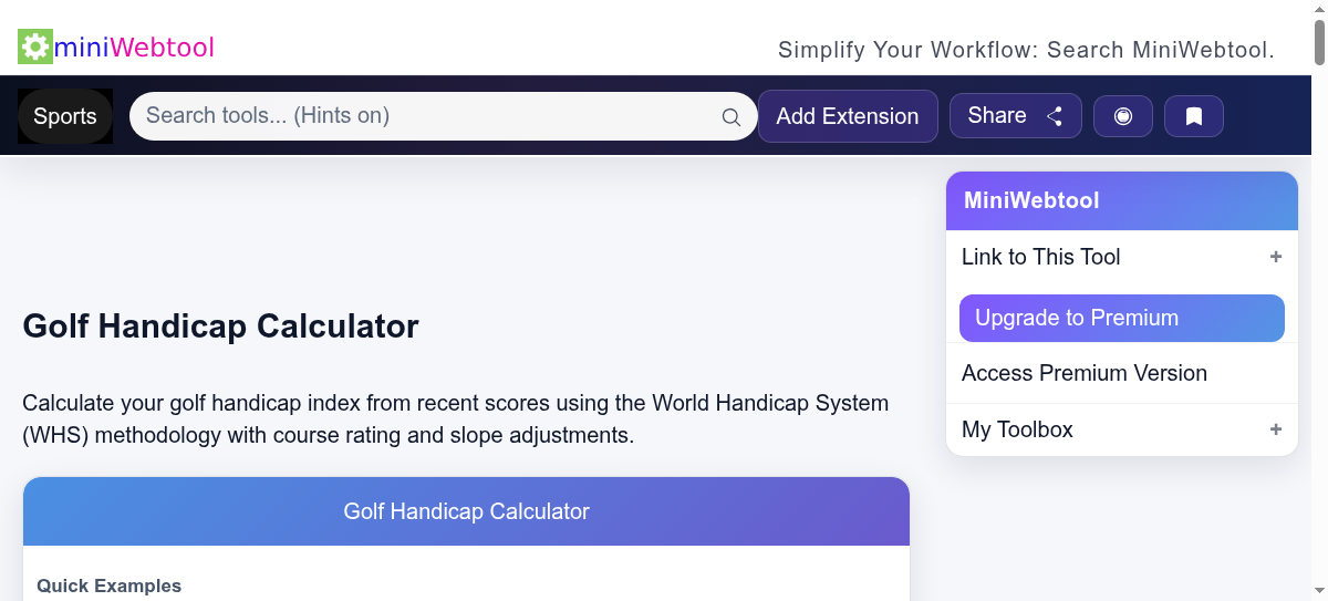 Golf Handicap Calculator - Free WHS Handicap Index Calculator