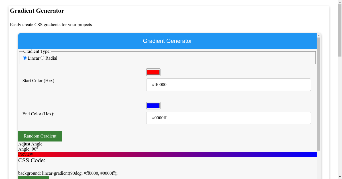 Free Gradient Generator - Create Beautiful CSS Gradients Instantly