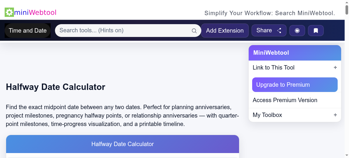 Halfway Date Calculator - Find the Midpoint Between Two Dates