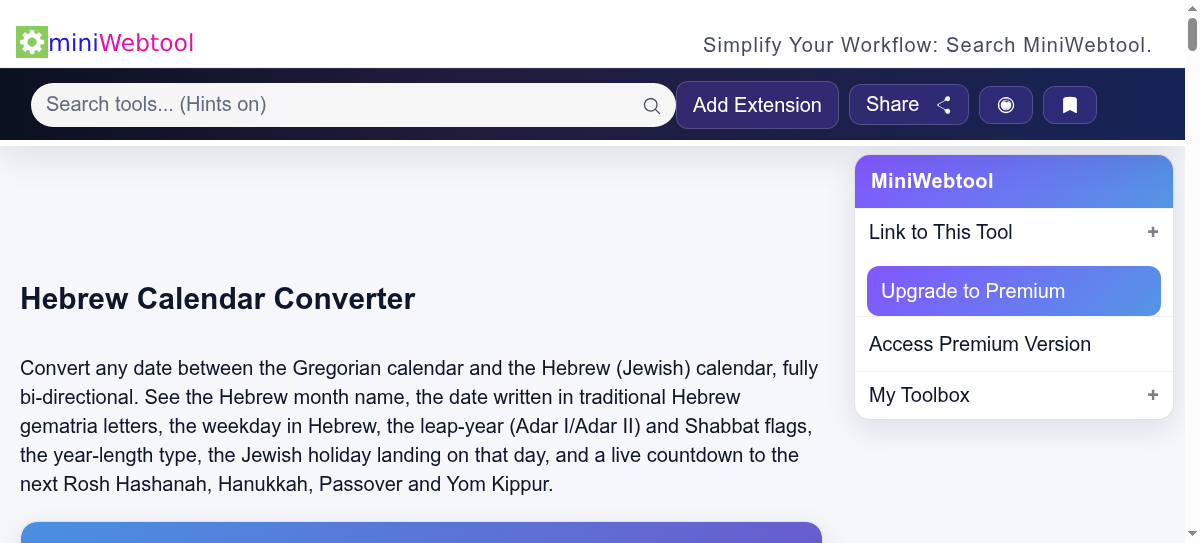 Hebrew Calendar Converter - Gregorian to Jewish Date (and Back)
