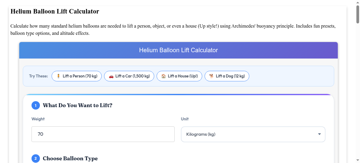 Helium Balloon Lift Calculator - How Many Balloons to Lift Anything?