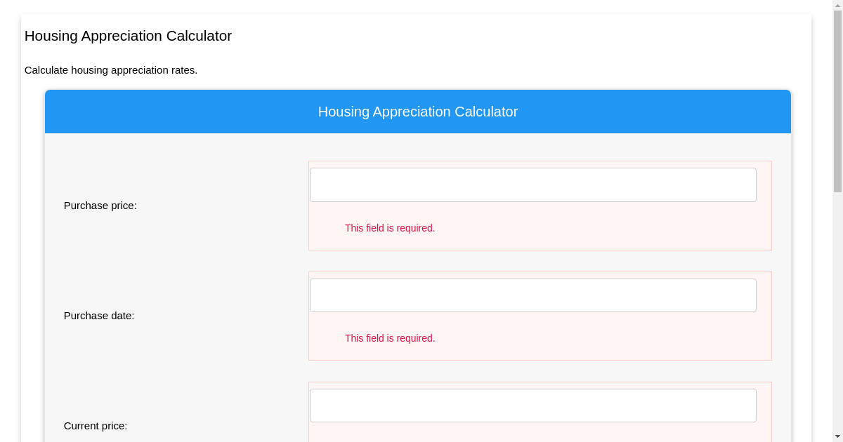 Housing Appreciation Calculator