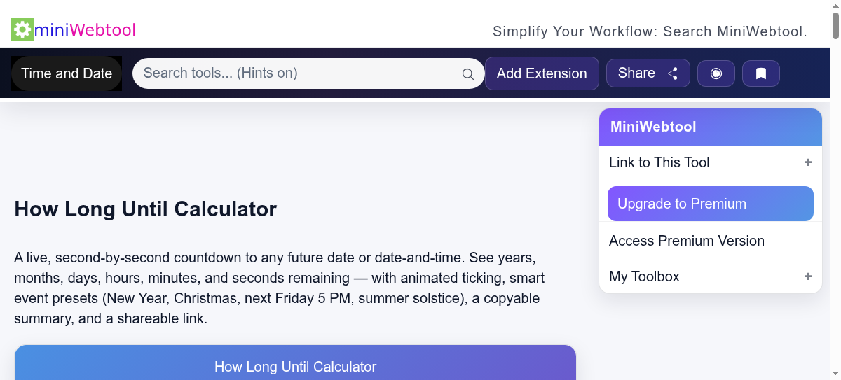 How Long Until Calculator - Live Countdown to Any Future Date or Event