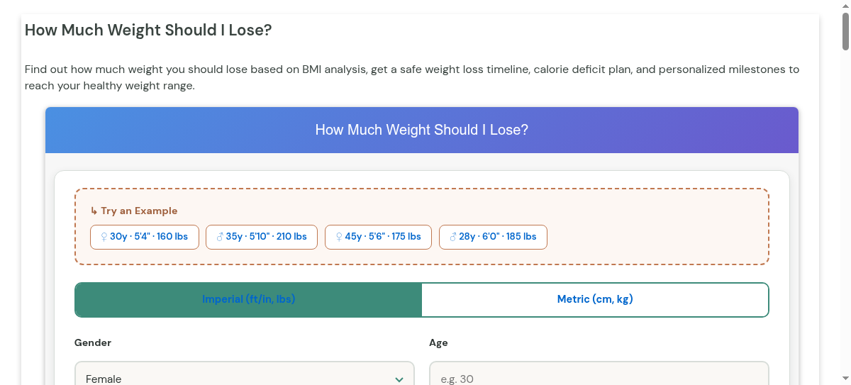 How Much Weight Should I Lose? - Weight Loss Calculator with BMI ...