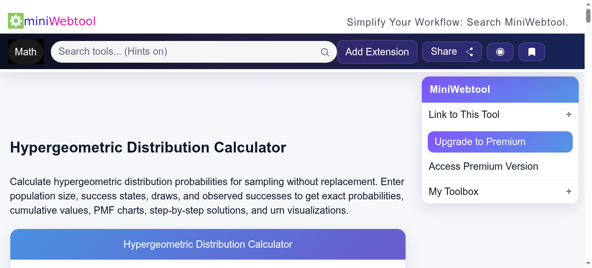 Hypergeometric Distribution Calculator - Sampling Without Replacement ...