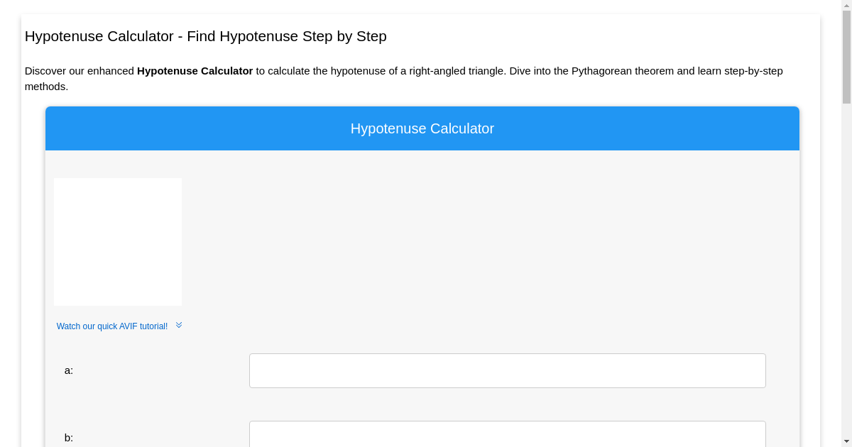 Hypotenuse Calculator - Find Hypotenuse Step by Step