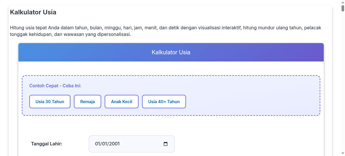 Kalkulator Usia - Hitung Usia Tepat Anda dengan Visualisasi Garis Waktu ...