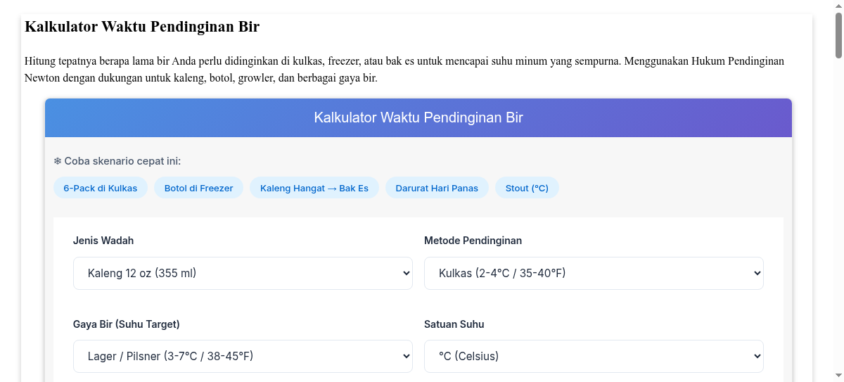 Kalkulator Waktu Pendinginan Bir - Berapa Lama Mendinginkan Bir di ...