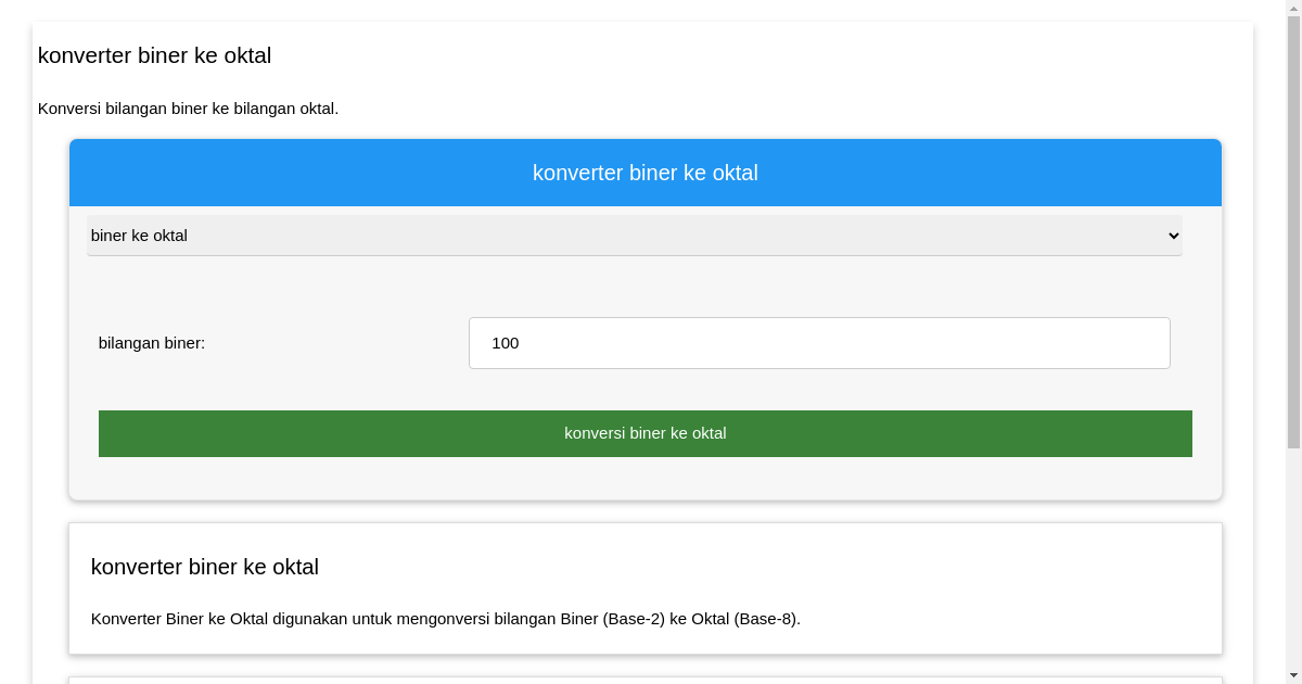 konverter biner ke oktal