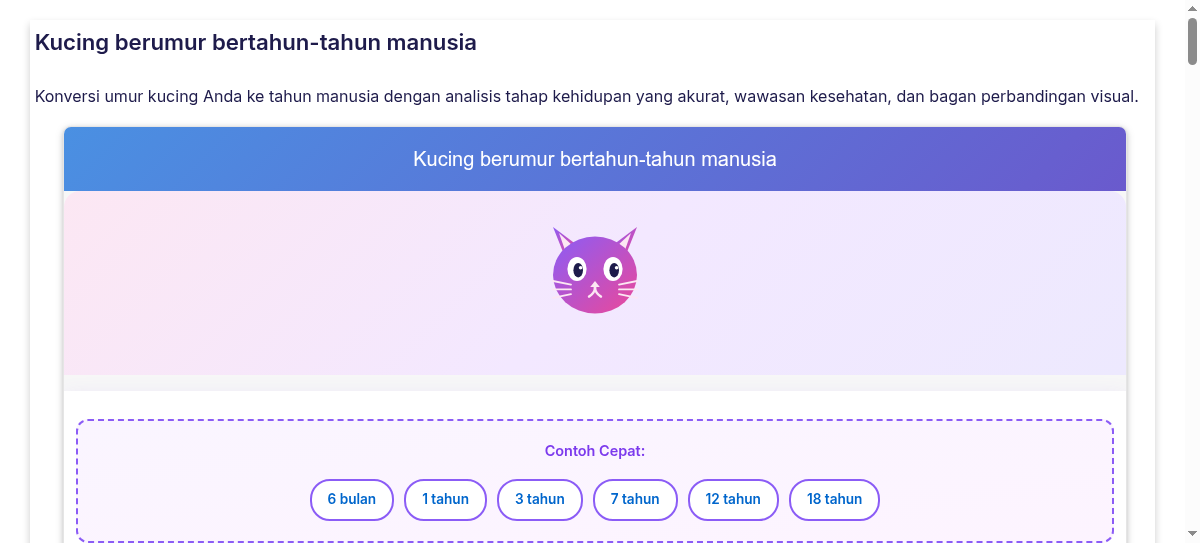 Kalkulator Umur Kucing ke Tahun Manusia - Analisis Tahap Kehidupan