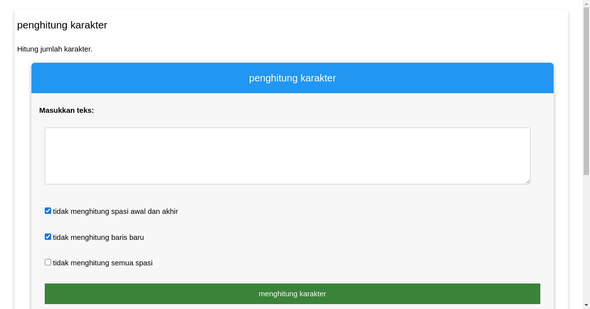 Penghitung Karakter - Hitung Karakter, Huruf, Angka & Simbol