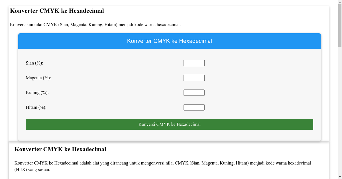 Konverter CMYK ke Hexadecimal - Konversikan Nilai CMYK ke Kode Warna ...