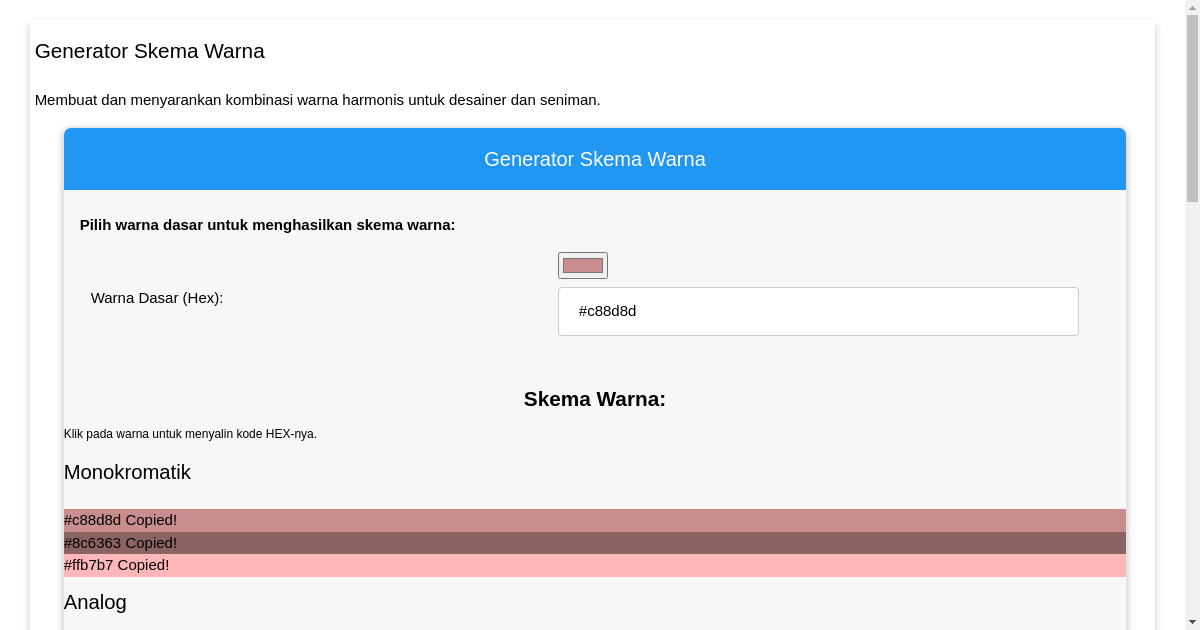 Generator Skema Warna - Membuat Kombinasi Warna yang Harmonis