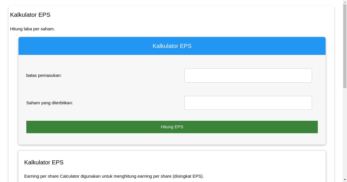 Kalkulator EPS - Menghitung EPS
