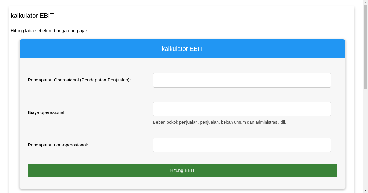Kalkulator EBIT - Kalkulator EBIT - Hitung EBIT