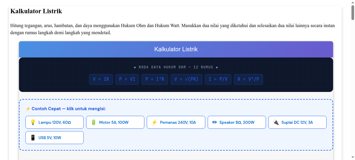 Kalkulator Listrik - Kalkulator Hukum Ohm & Daya dengan Solusi Langkah ...