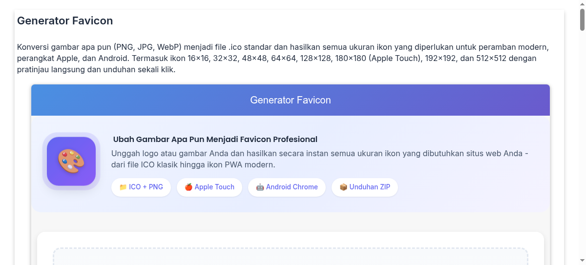 Generator Favicon - Buat File ICO & Semua Ikon Peramban dari Gambar PNG/JPG