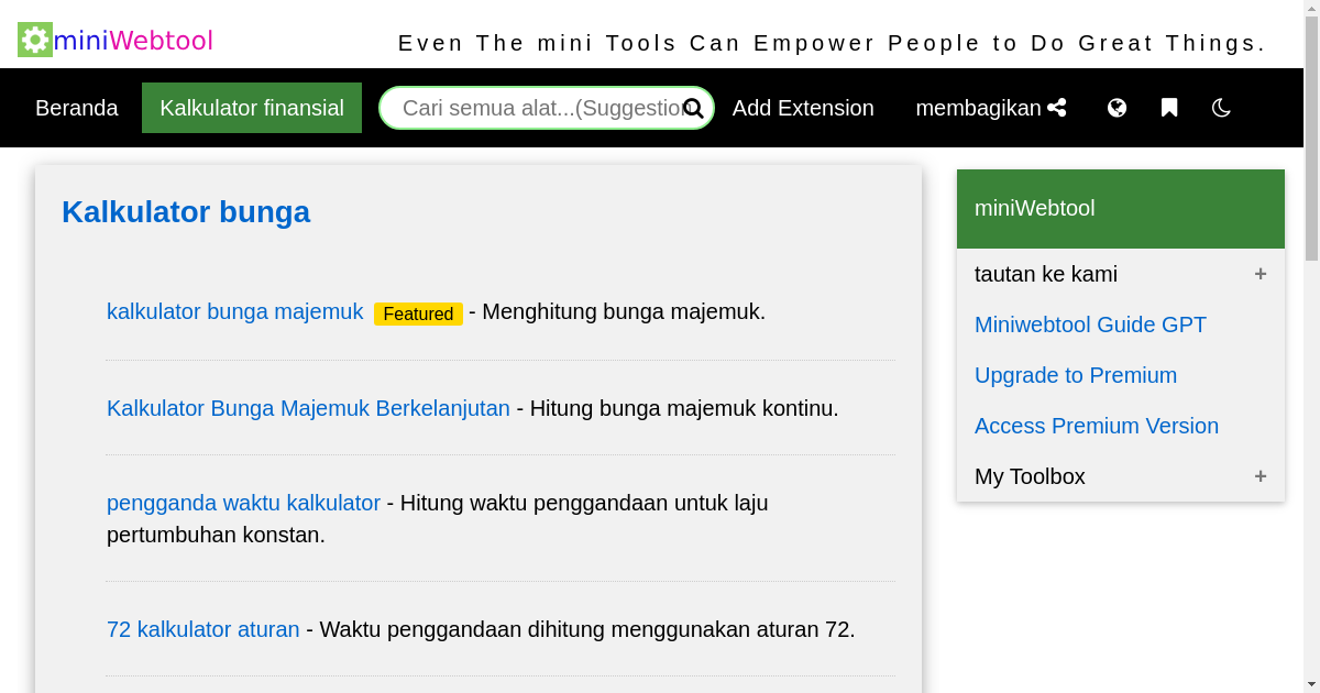 Alat dan Kalkulator - Kalkulator bunga