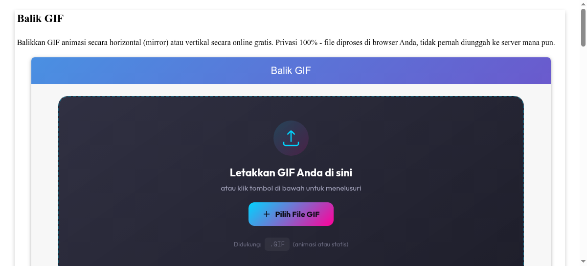 Balik GIF Online - Mirror atau Balikkan GIF Animasi (Gratis, Tanpa Upload)