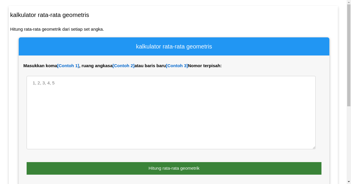 kalkulator rata-rata geometris