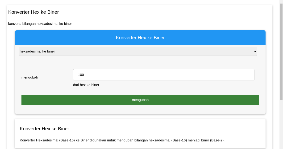 Konverter Hex ke Biner | Alat Konversi Hex dan Bianry