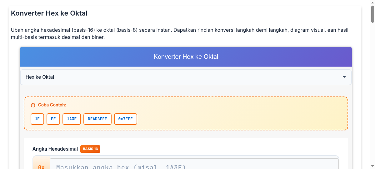 Konverter Hex ke Oktal - Ubah Hexadesimal ke Oktal dengan Solusi ...