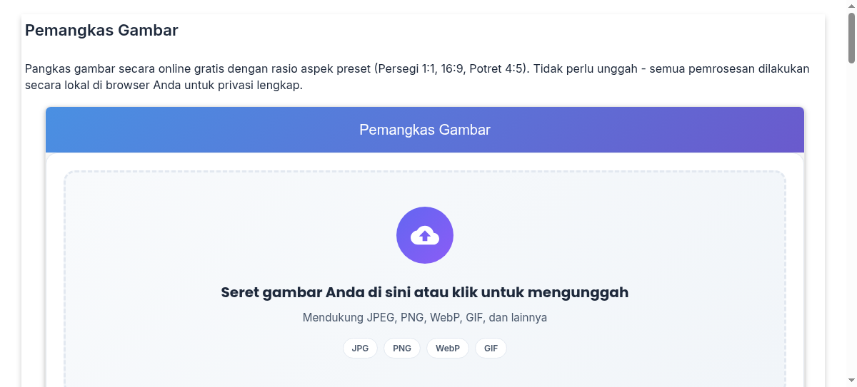 Pemangkas Gambar Gratis - Potong Foto Online dengan Rasio Aspek