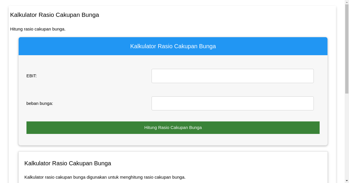 Kalkulator Rasio Cakupan Bunga