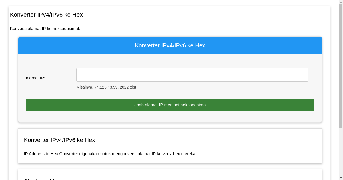 Konverter IPv4/IPv6 ke Hex