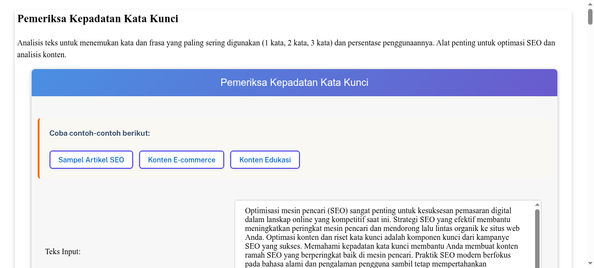 Pemeriksa Kepadatan Kata Kunci - Analisis Frekuensi Kata dan Frasa ...