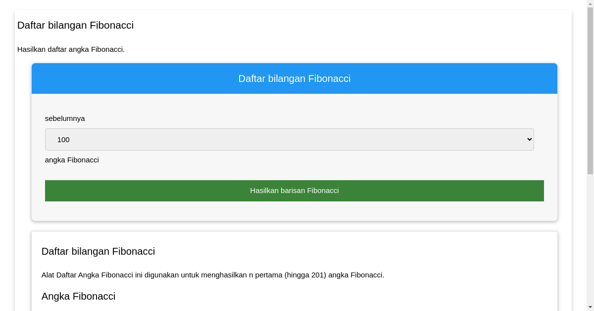 Daftar Angka Fibonacci - Daftar Deret Fibonacci