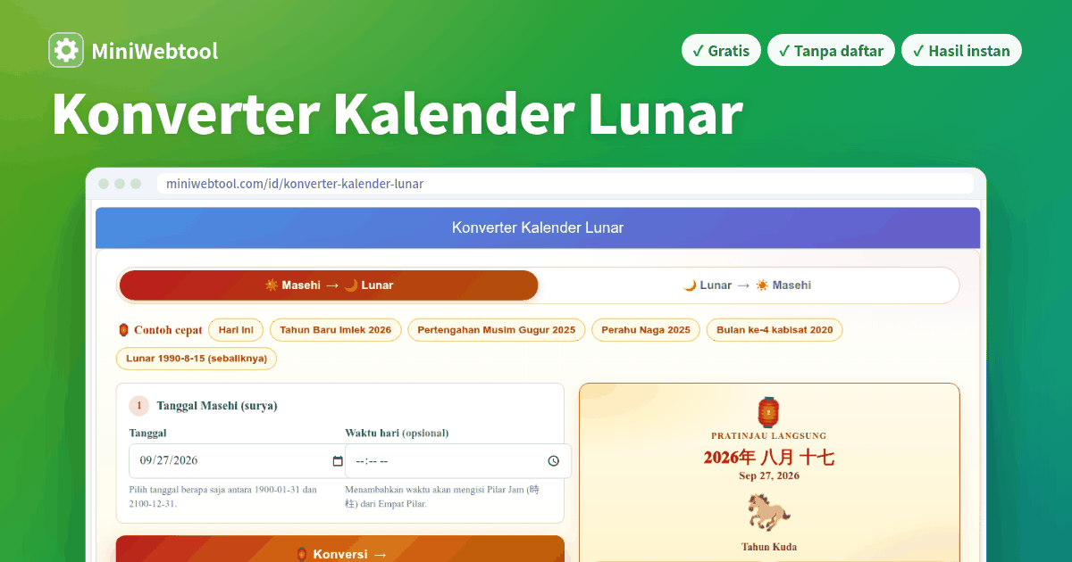 Konverter Kalender Lunar - Tanggal Gregorian ke Lunar Tiongkok dengan ...
