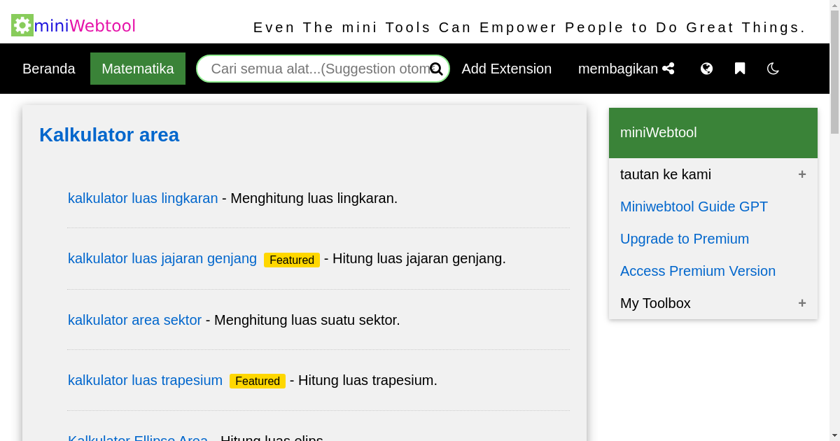 Alat dan Kalkulator - Kalkulator area