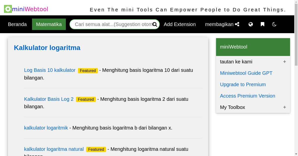 Alat dan Kalkulator - Kalkulator logaritma