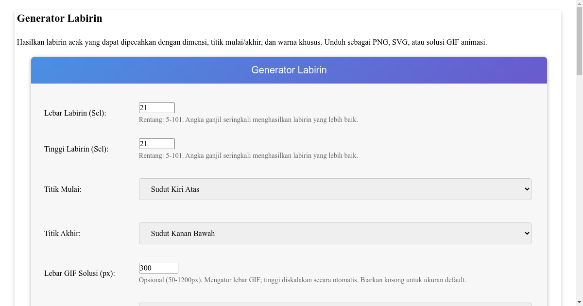 Generator Labirin Gratis yang Dapat Disesuaikan - Buat, Selesaikan ...