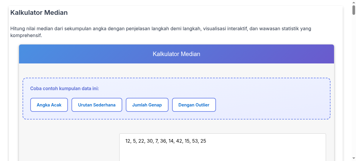 Kalkulator Median - Hitung Median dari Kumpulan Data (Langkah demi Langkah)