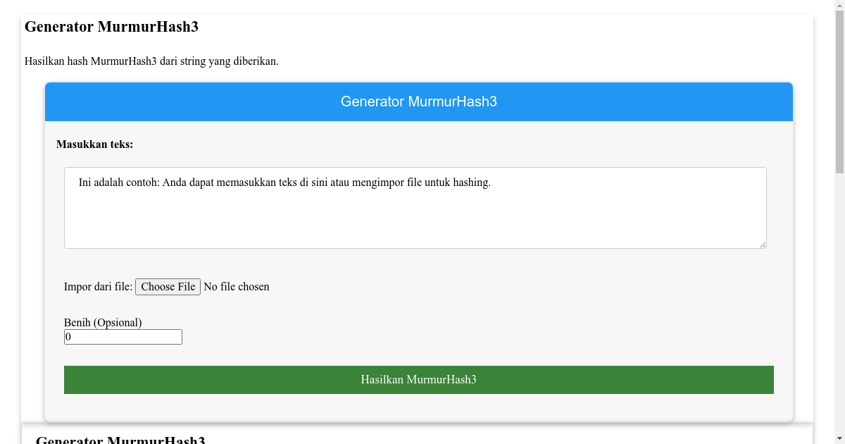Generator Hash MurmurHash3