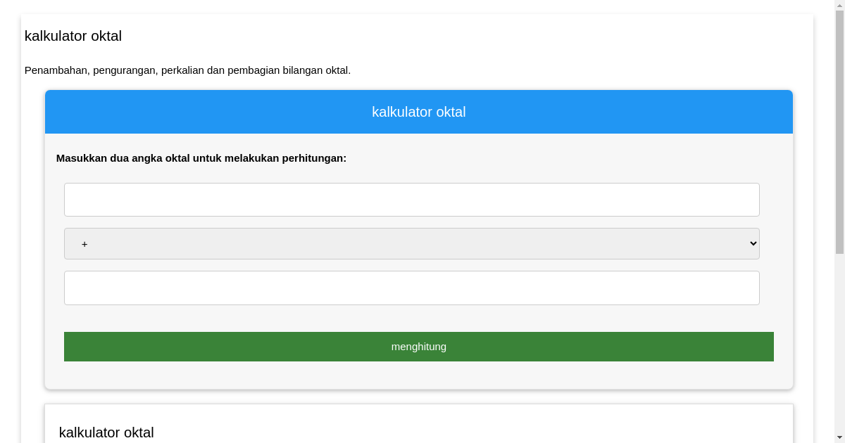 Kalkulator Oktal - Operasi Matematika Basis 8 dengan Langkah Visual
