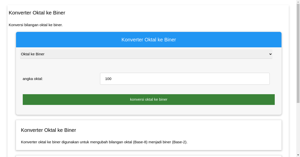 Konverter Oktal ke Biner