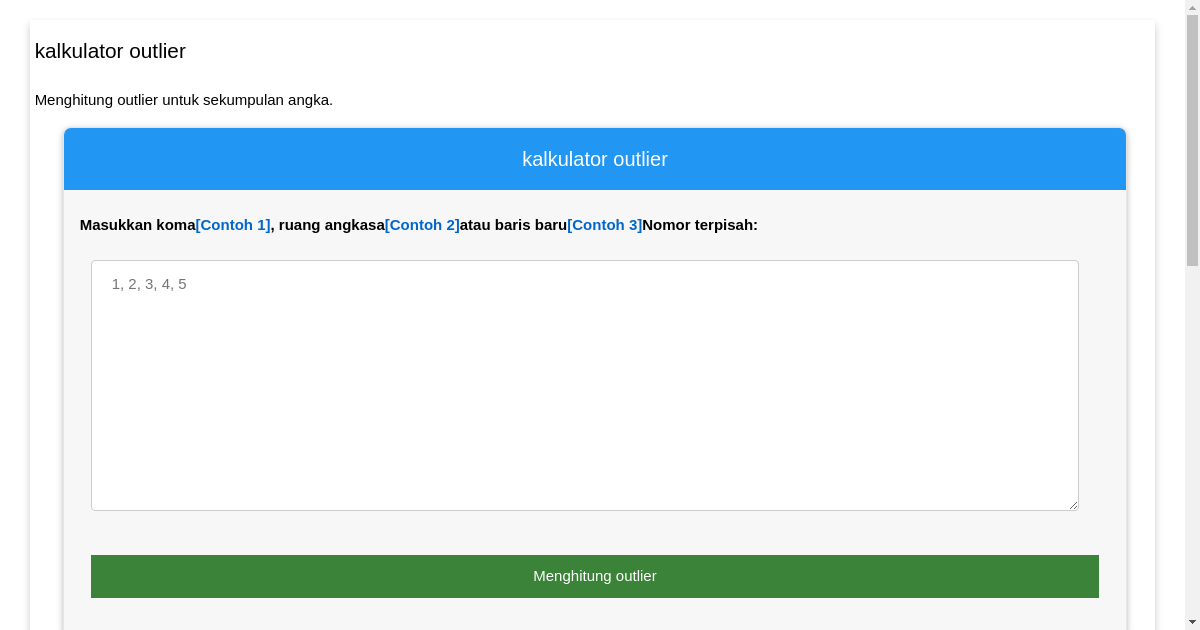 Kalkulator Outlier - Deteksi Outlier Statistik Menggunakan Metode IQR