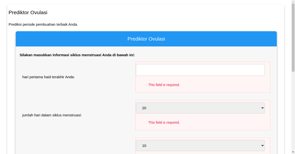 Prediktor Ovulasi - Memprediksi hari subur terbaik Anda