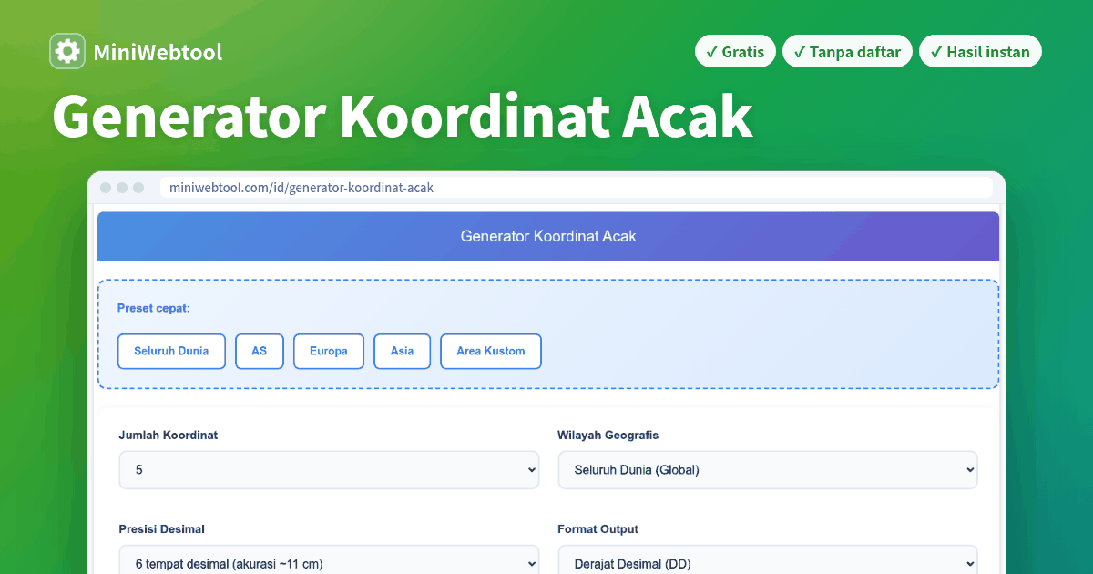 Generator Koordinat Acak - Hasilkan Pasangan Latitude Longitude Acak ...