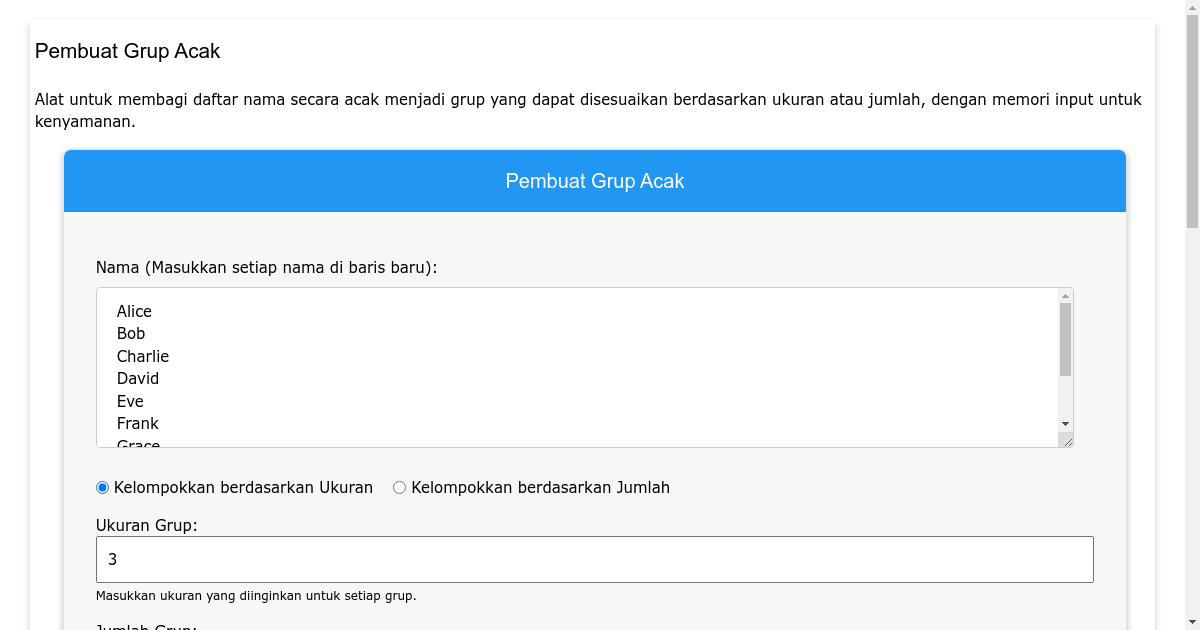 Pembuat Grup Acak