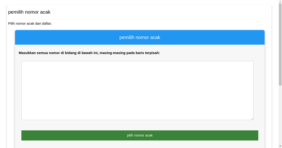 Random Number Picker - Memilih nomor acak dari daftar