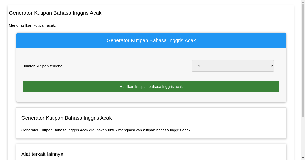 Generator Kutipan Bahasa Inggris Acak - Hasilkan kutipan bahasa Inggris acak