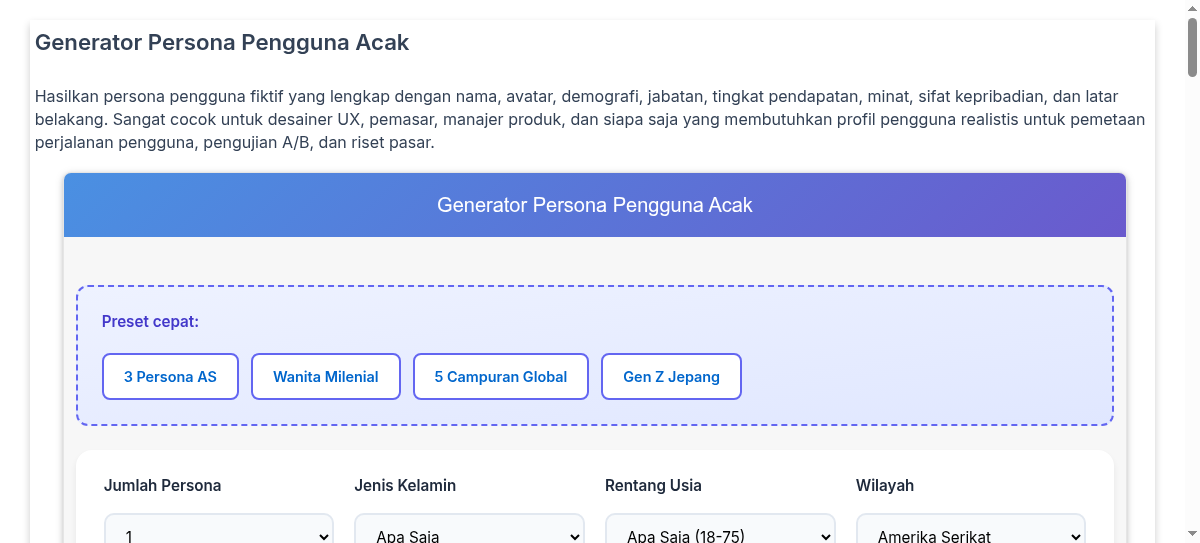 Generator Persona Pengguna Acak - Buat Profil Pengguna Fiktif Realistis ...