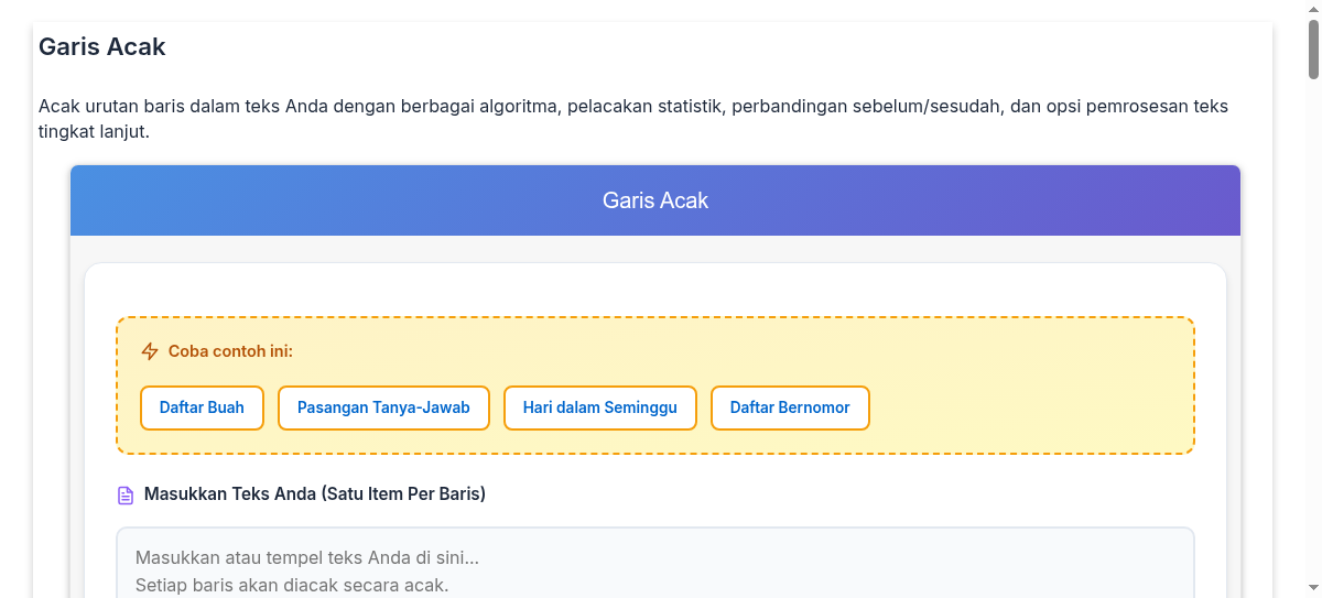 Garis Acak - Pengacak Baris Teks Lanjutan dengan Berbagai Mode