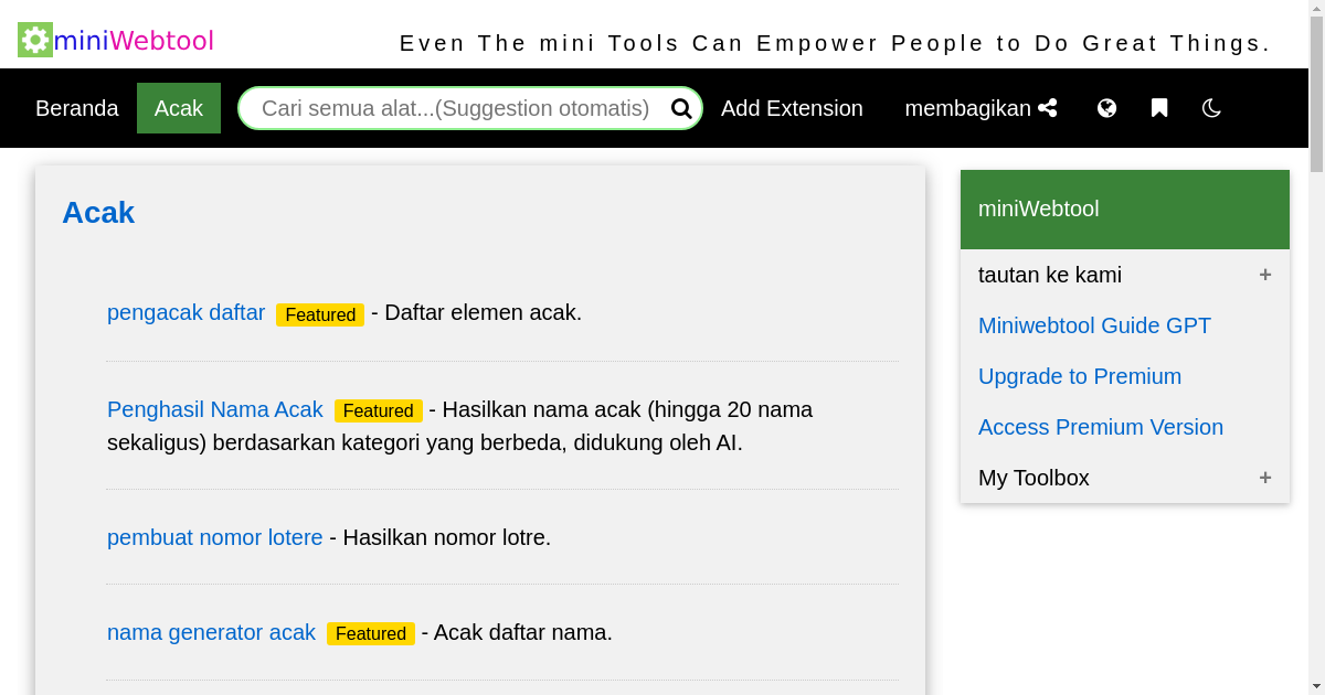 Alat dan Kalkulator - Acak